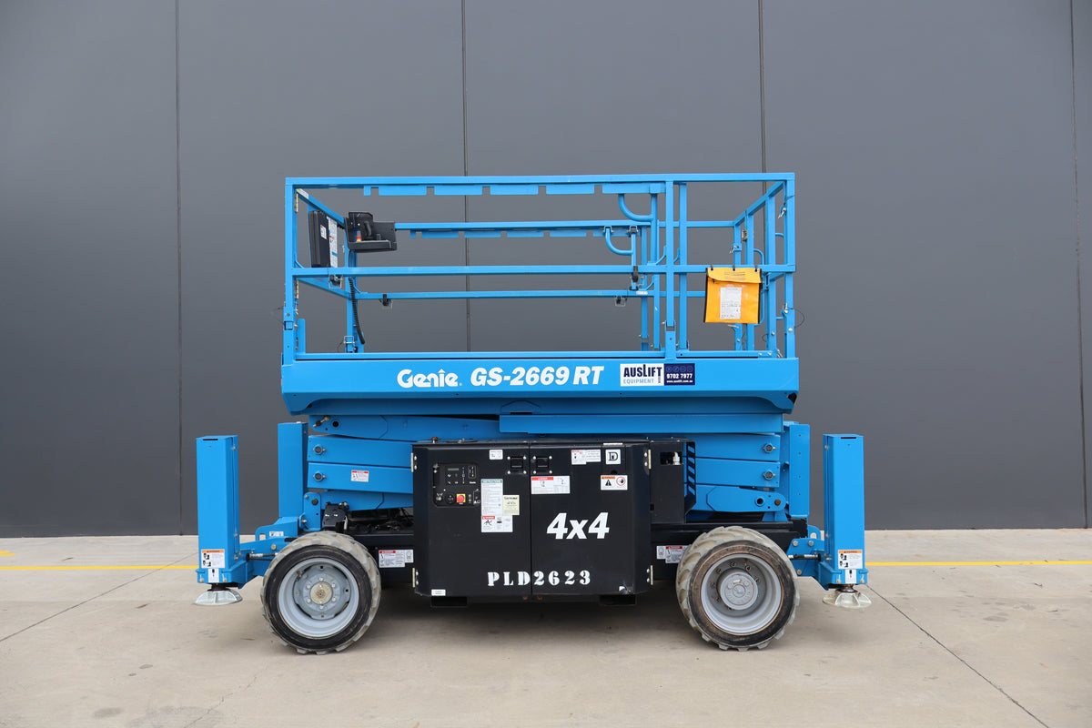 Used 2021 Genie GS2669RT 26ft Rough Terrain, Self Levelling Diesel Sci ...
